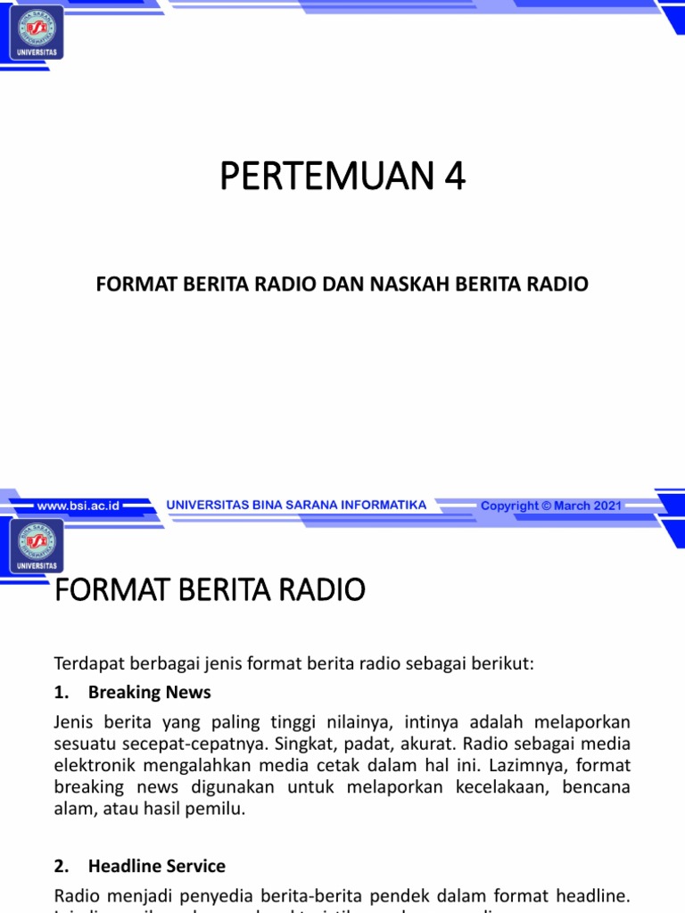 Format dan Struktur Naskah Berita Radio | PDF