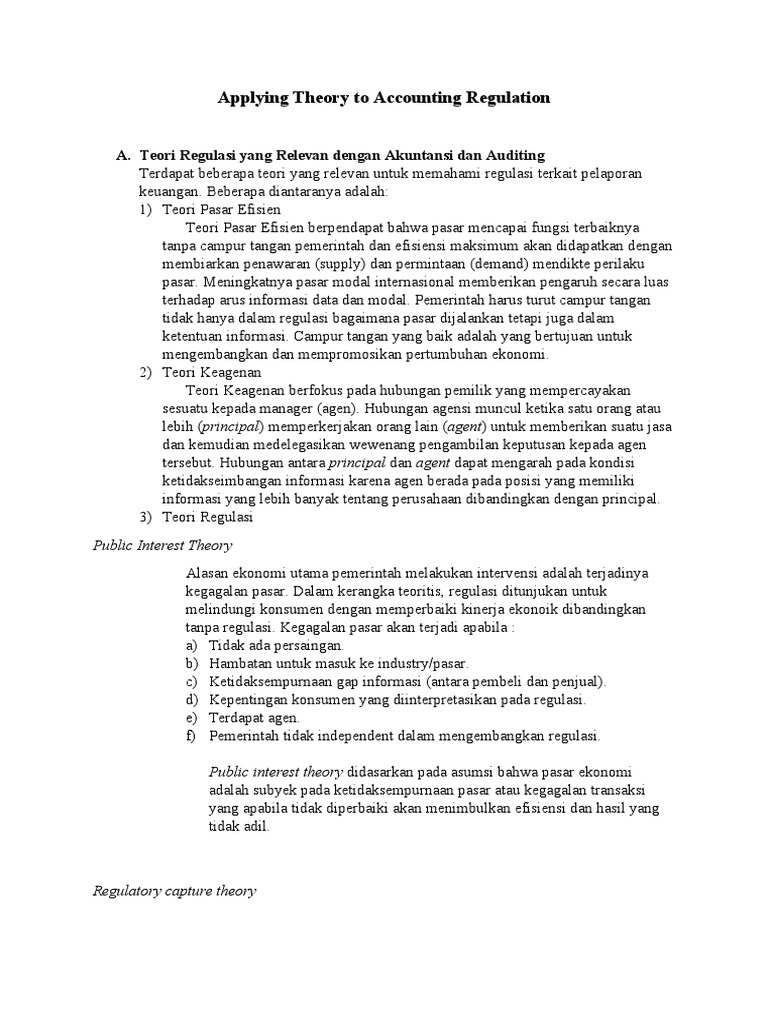 Applying Theory To Accounting Regulation | PDF Applying Theory To Accounting Regulation | PDF