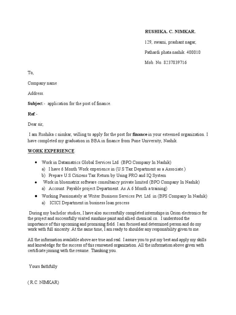 RUSHIK Cover Letter | PDF