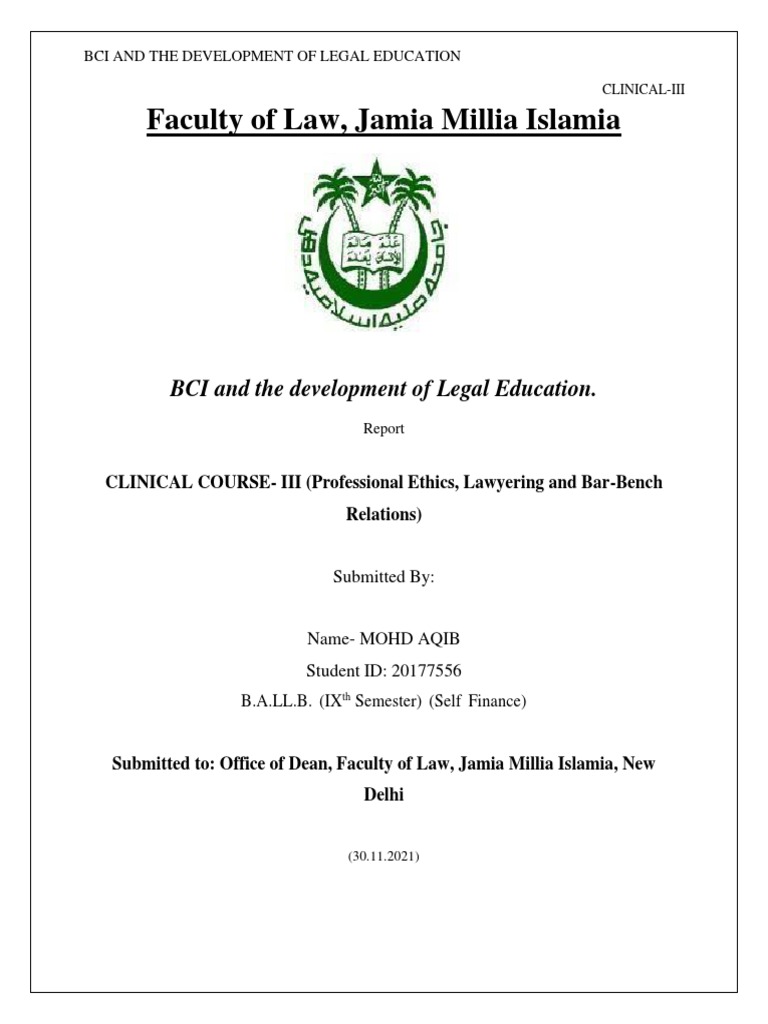 CLINICAL-III (Mohd Aqib SF) PDF | PDF | Advocate | Legal Education CLINICAL-III (Mohd Aqib SF) PDF | PDF | Advocate | Legal Education