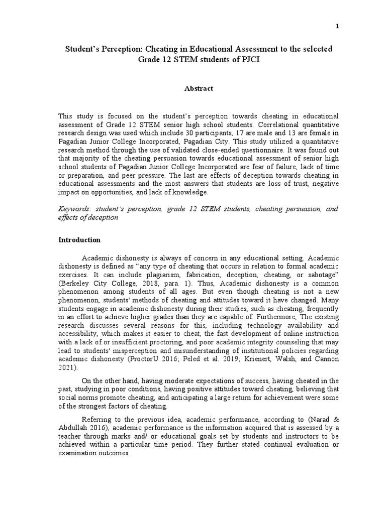 Abstract To Appendices 3is | PDF | Academic Dishonesty | Educational Assessment