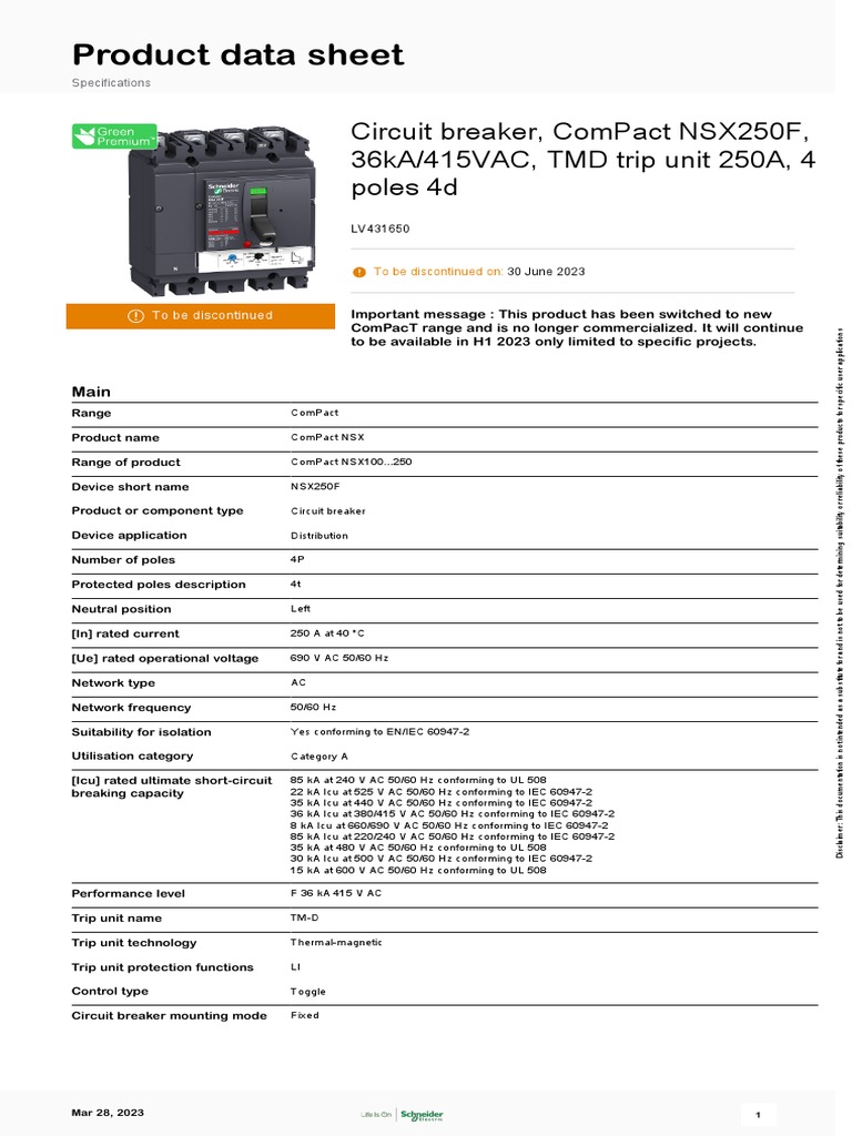 ComPact NSX - LV431650 | PDF | Alternating Current | Electrical Engineering