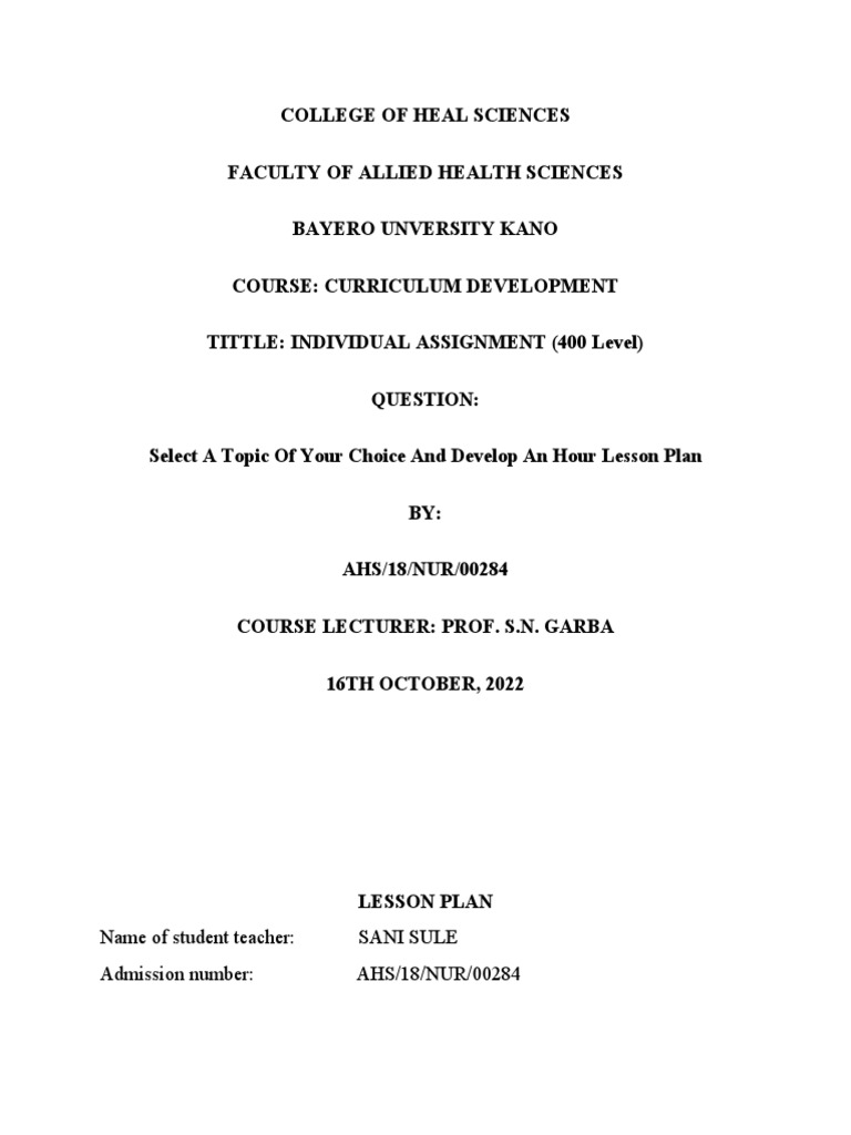 Lesson Plan on Addison's Disease | PDF | Adrenal Gland | Causes Of Death