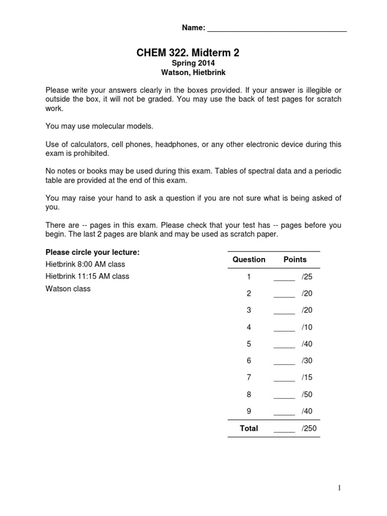 Midterm 2 Answer Key | PDF | Proton Nuclear Magnetic Resonance | Nuclear Magnetic Resonance