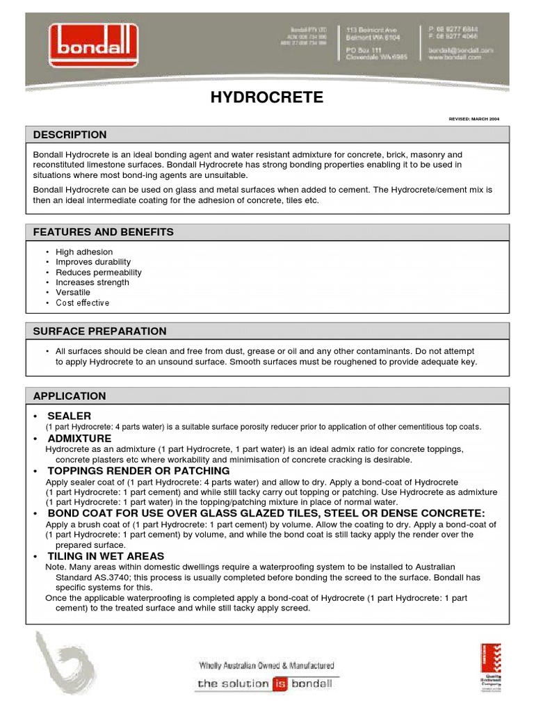 Hydrocrete | PDF | Concrete | Cement