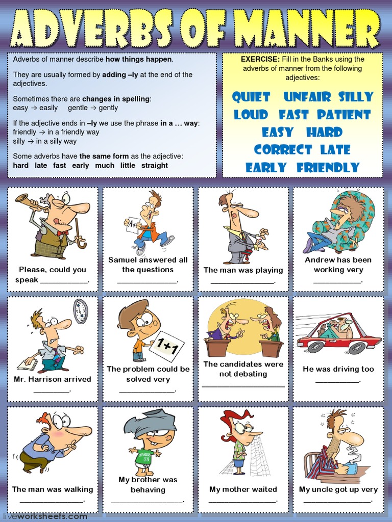 ADVERBS OF MANNER - Liveworksheets ID 2162 - 709271133408585 | PDF