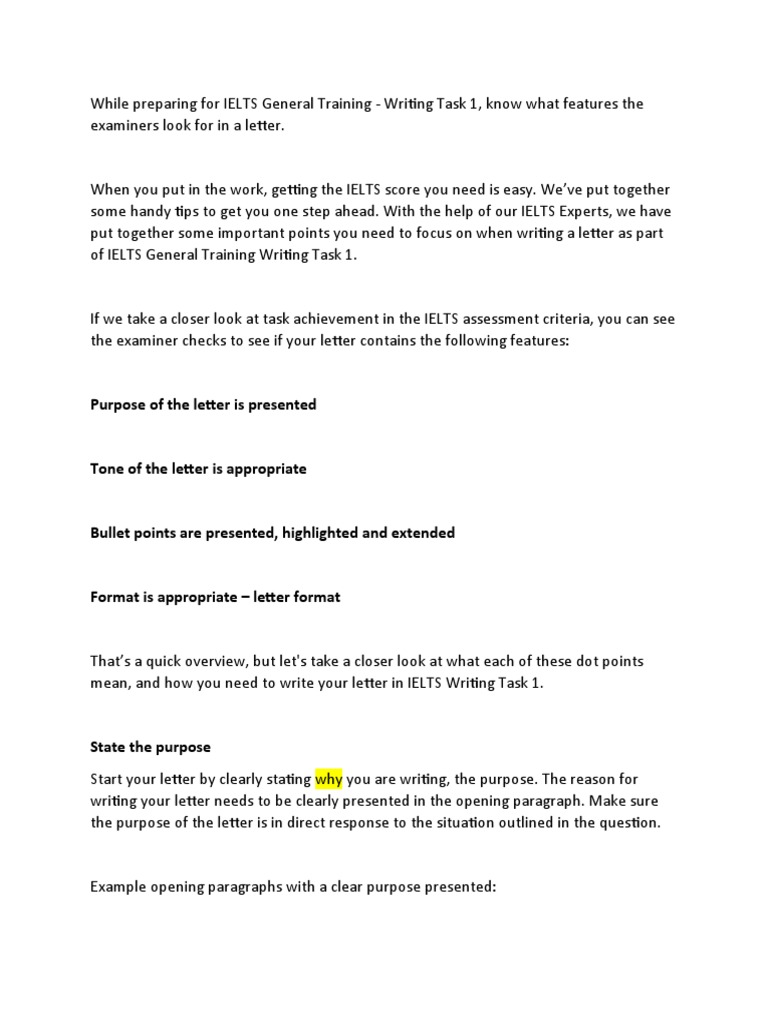 IELTS General Writing Task 1 PDF International English Language
