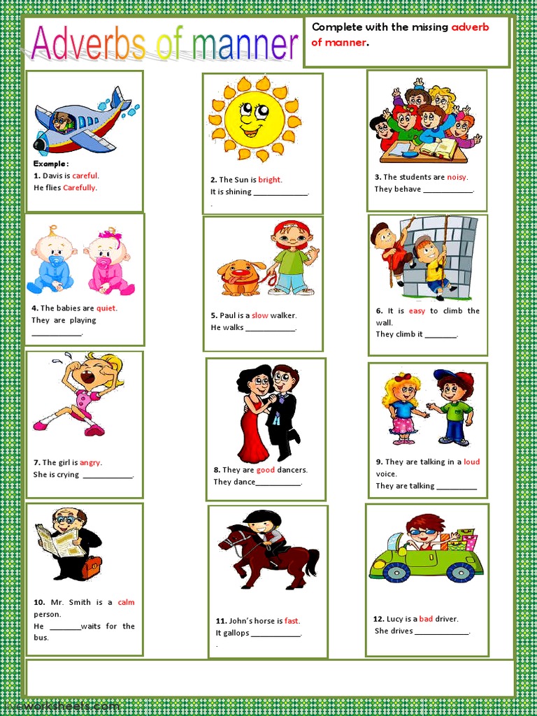 Adverb of Manner Worksheet | PDF | Language Arts & Discipline