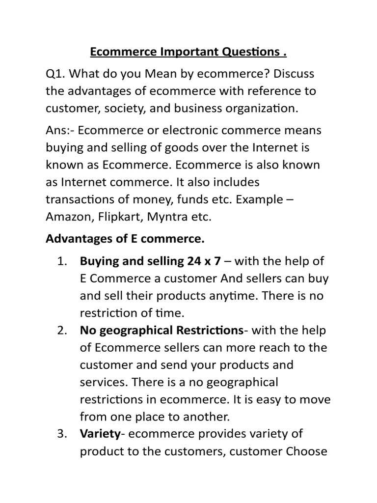 Ecommerce Important Questions | PDF | Domain Name | E Commerce