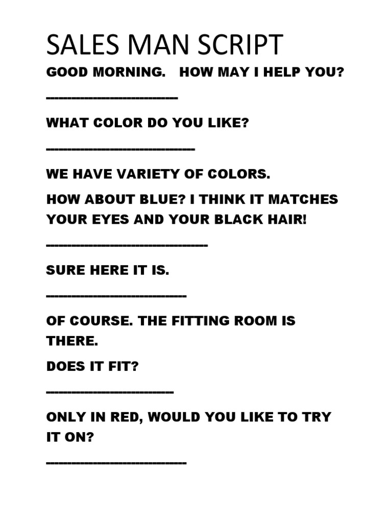 Sales Man Script | PDF