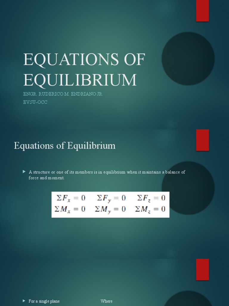 Equations of Equilibrium | PDF