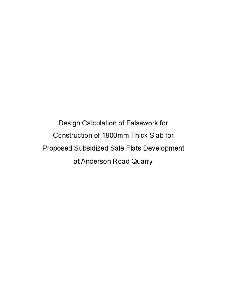 Design Calculation of Falsework For Construction of 1800mm Thick Slab ...