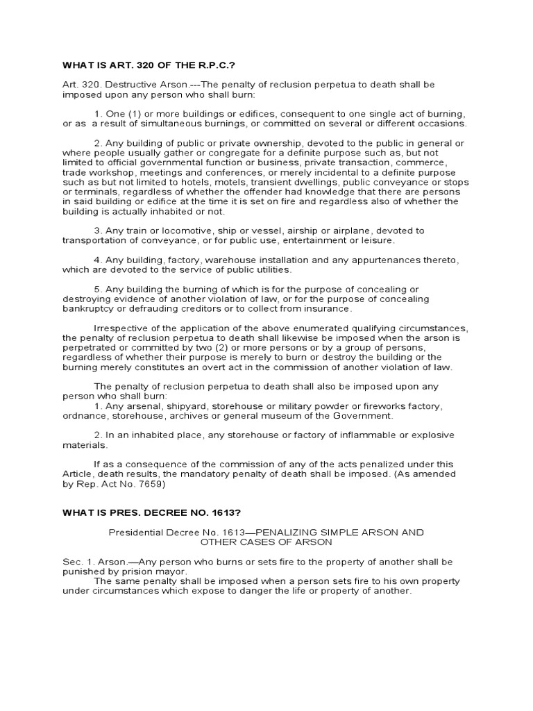 Understanding Arson Laws and Penalties | PDF | Crime & Violence | Arson
