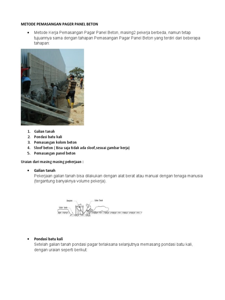 Metode Pemasangan Pagar Panel Beton | PDF