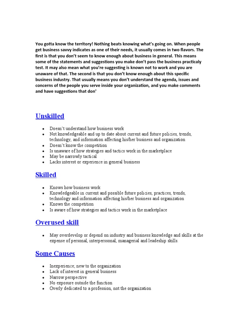 5 - Business Acumen | PDF | Expert | Strategic Planning