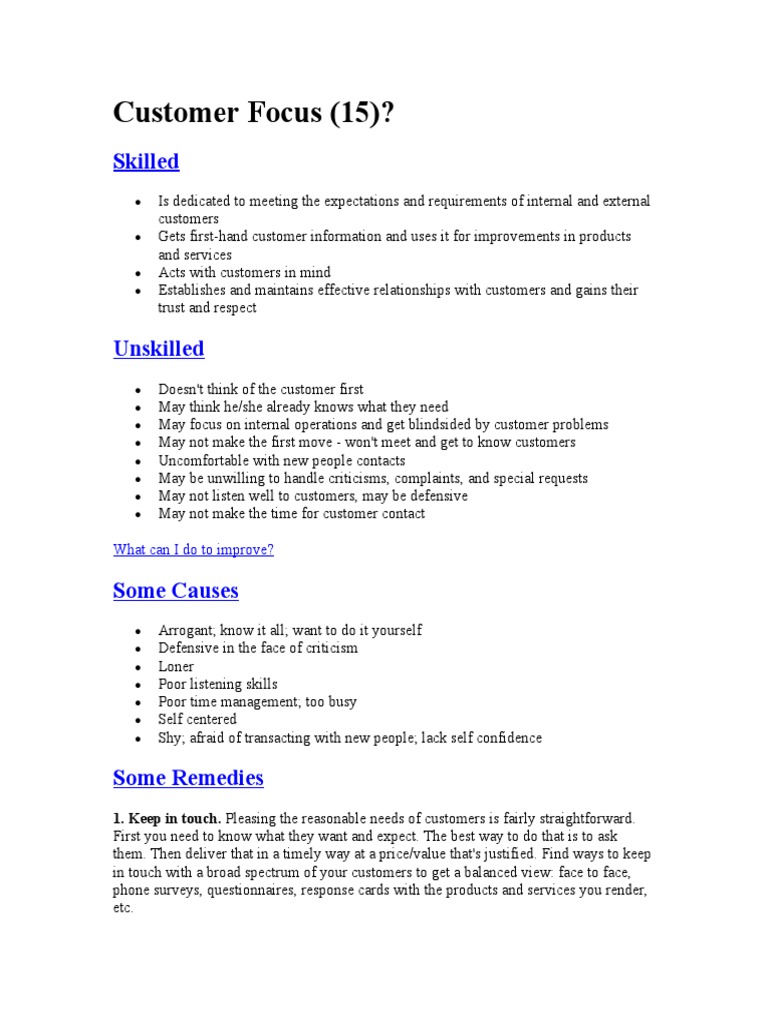 15 - Customer Focus | PDF | Customer | Business