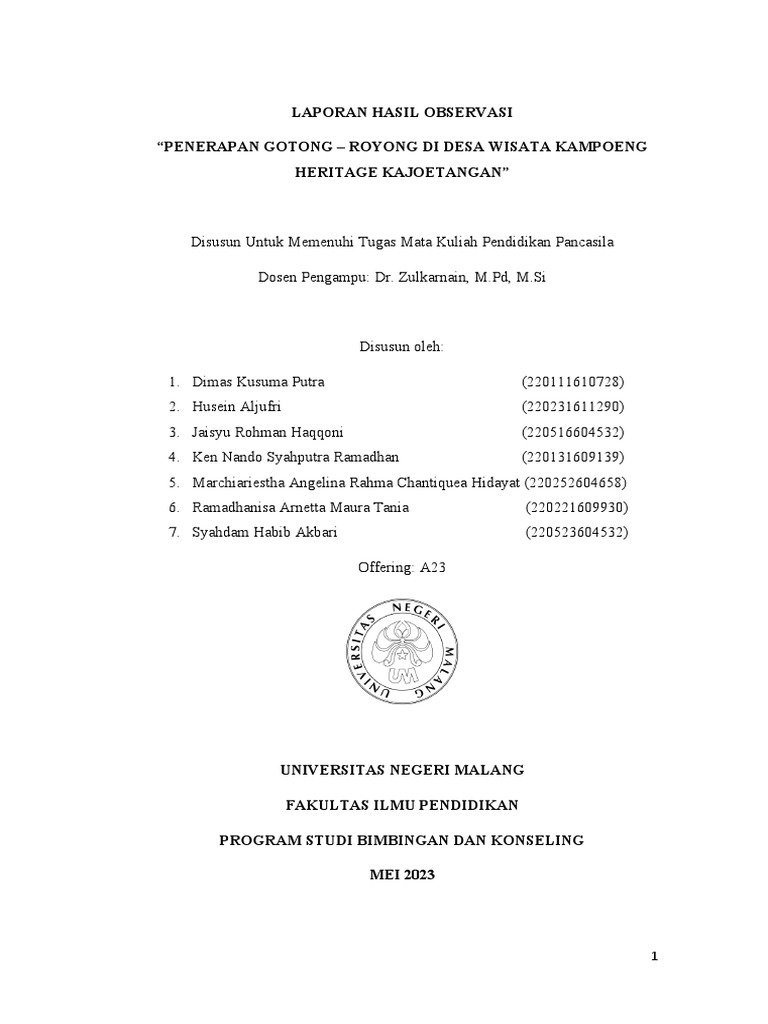 Gotong Royong di Desa Wisata | PDF