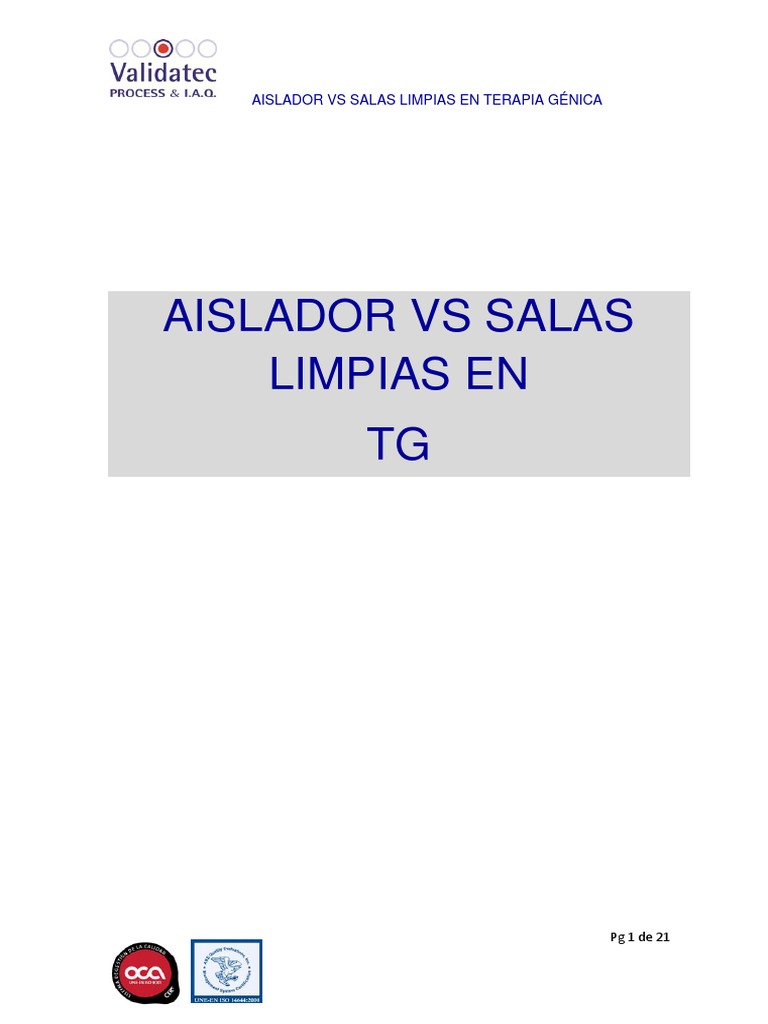 Aislador vs Salas Limpias en TG | PDF | Terapia de genes ...
