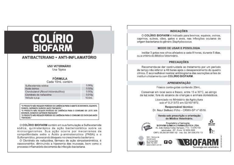 Bula Colírio Biofarm PET PDF | PDF