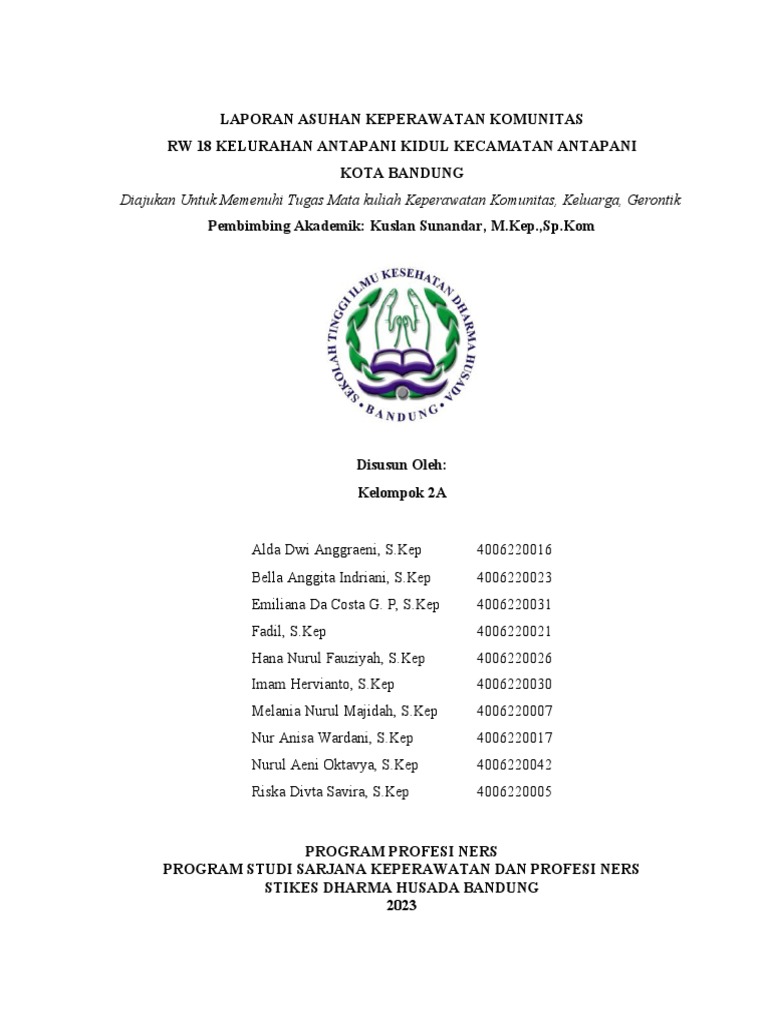 Laporan Asuhan Keperawatan Komunitas | PDF | Pengembangan Diri | Kesehatan Holistik