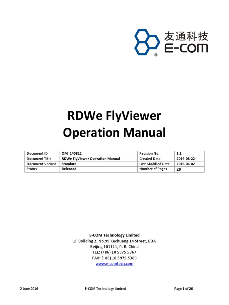OM 140822 RDWe FlyViewer Operation Manual R1.2 | PDF | Button (Computing) | Cursor (User Interface)