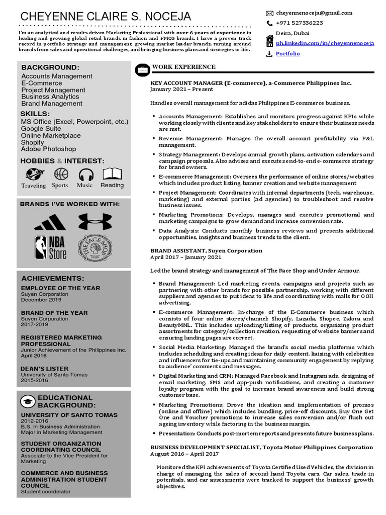 CV - E-Commerce Account Manager - Cheyenne Noceja | PDF