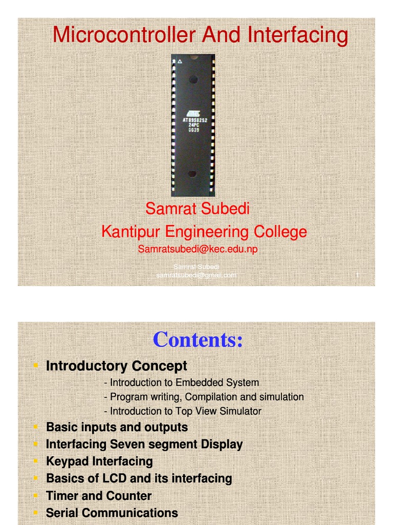 Microcontroller and Interfacing Microcontroller and Interfacing | PDF ...