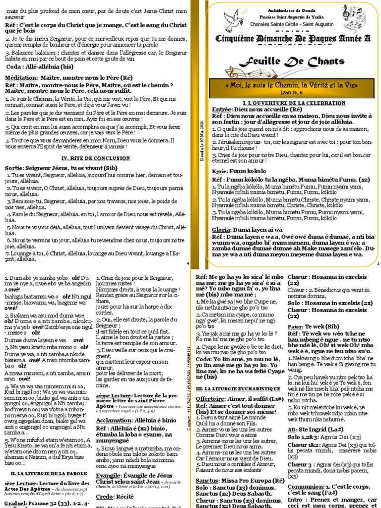 Programme de Messe 5eme Dimanche de Paques A PDF | PDF | Jésus | Eucharistie