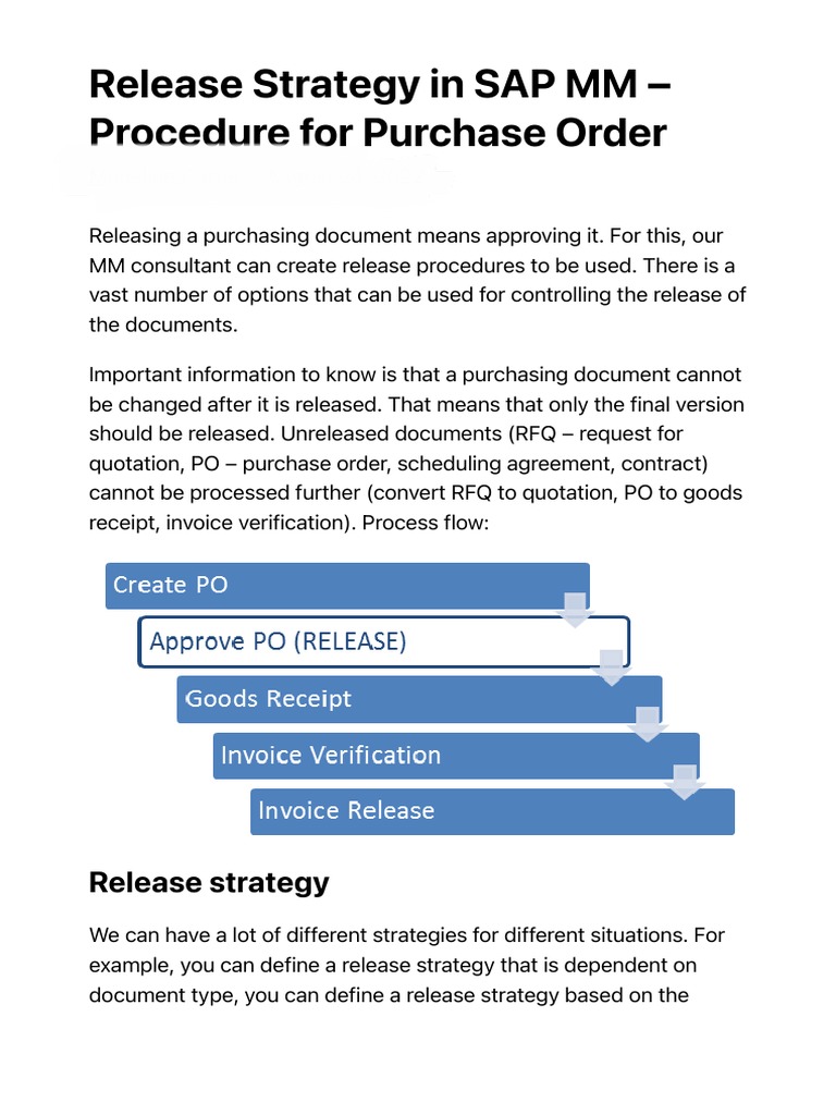 Release Strategy in SAP MM - Procedure For Purchase Order | PDF | Computing | Information ...