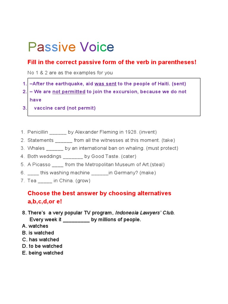 PASSIVE VOICE EXERCISE XI Science | PDF