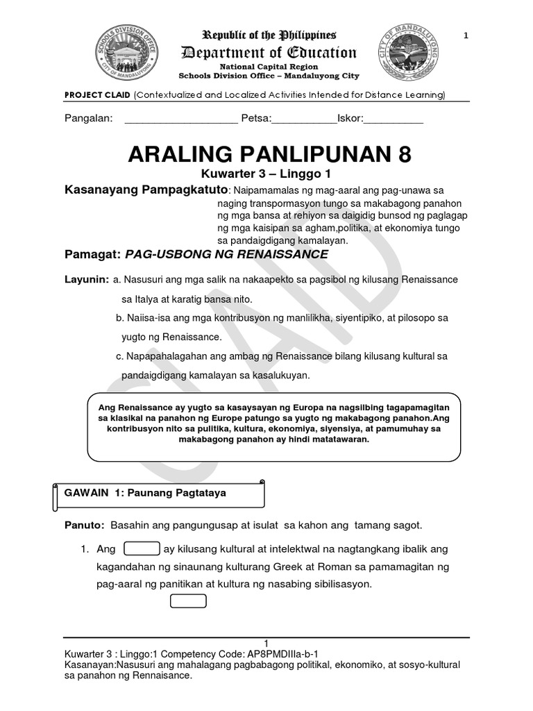 AP8 3rd-QTR. WEEK-1 PDF | PDF