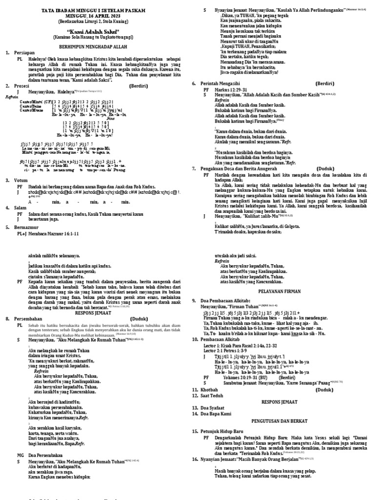 LITURGI MODEL 2, Minggu 16 April 2023 | PDF