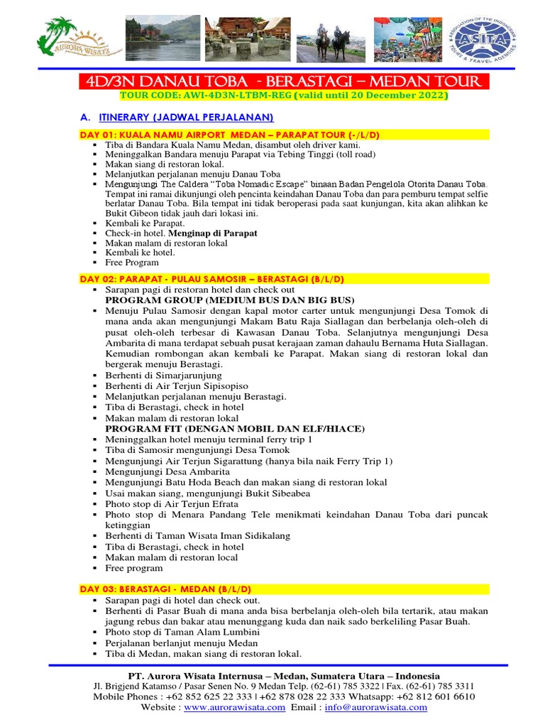 Paket Tour Danau Toba 4D3N Medan | PDF