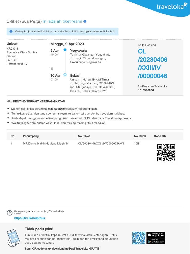 BUS AWAY E-Ticket PDF | PDF