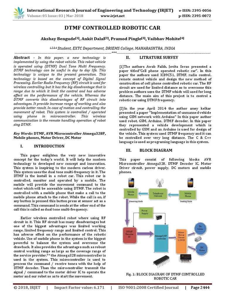 DTMF Controlled Robotic Car | PDF | Arduino | Direct Current