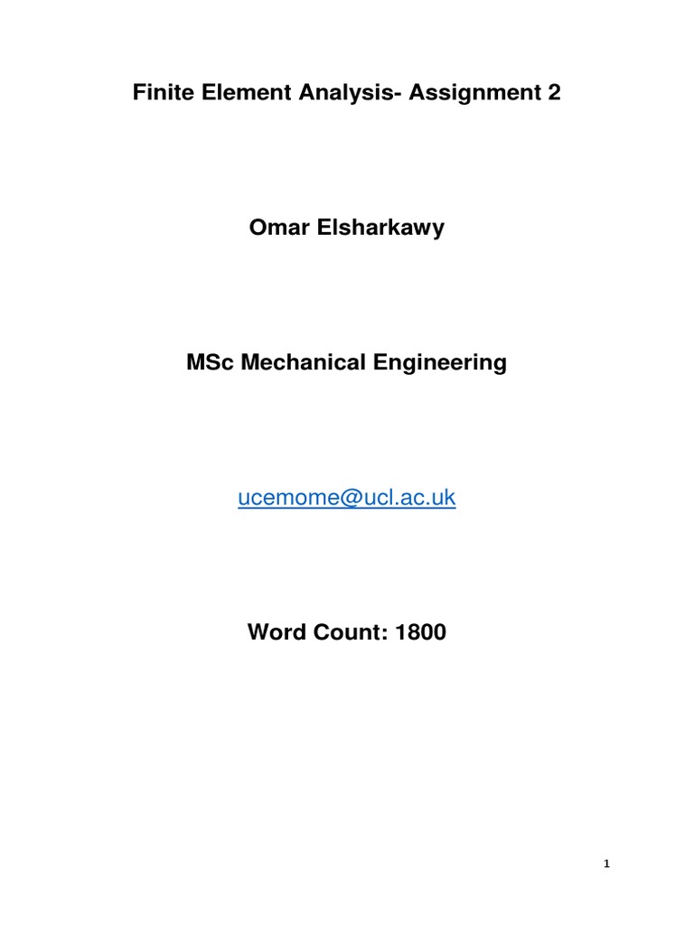 Finite Element Analysis-Assignment 2: Ucemome@ucl - Ac.uk | PDF | Deformation (Engineering ...