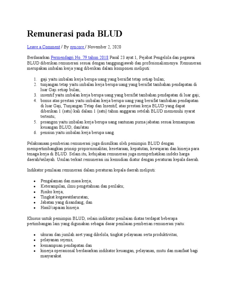 Remunerasi Pada BLUD | PDF