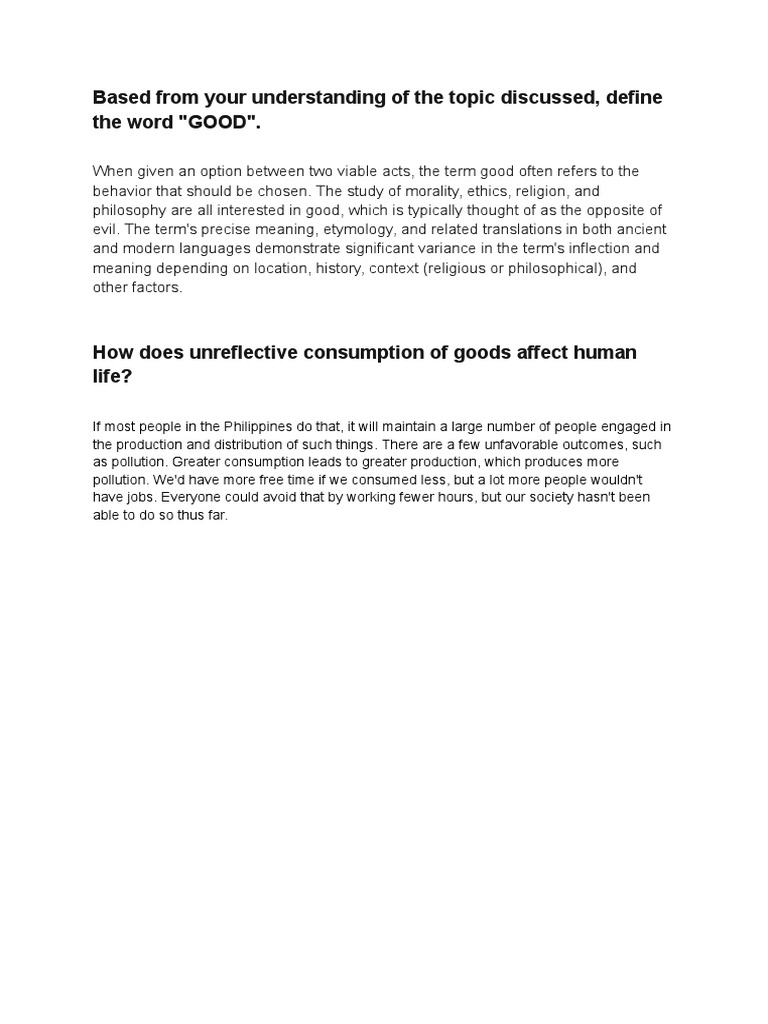 Effects of unreflective consumption on human life | PDF