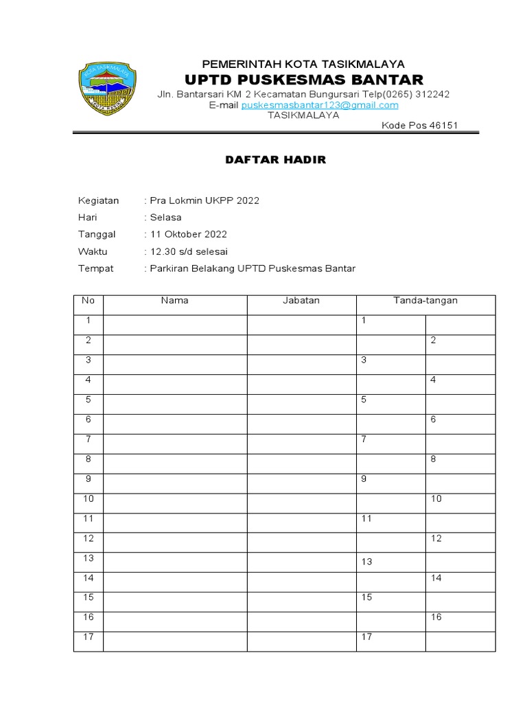 Template Daftar Hadir | PDF