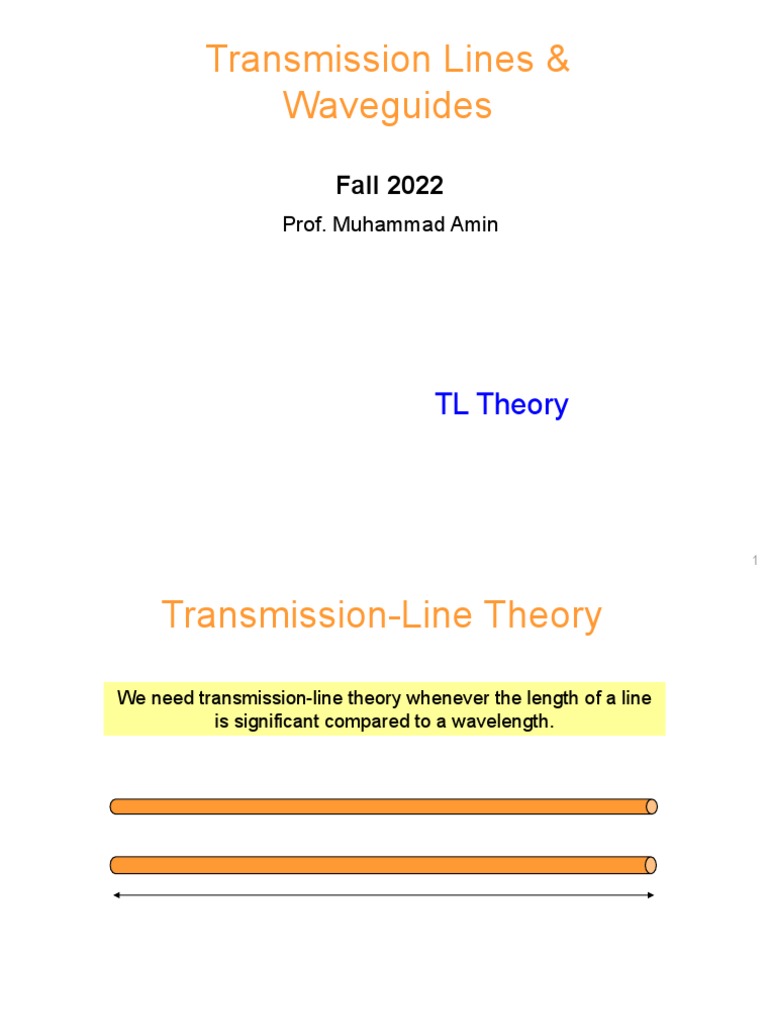 Transmission Lines Part 1 Tl Theory Pdf Transmission Line Waves
