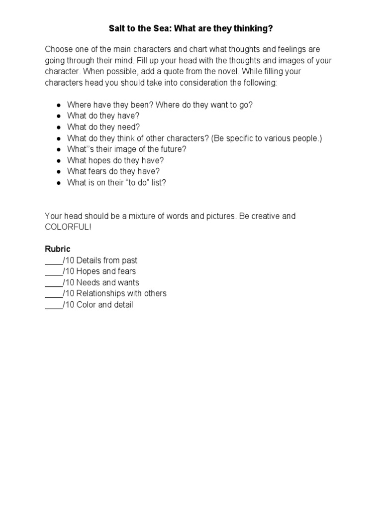 Salt To The Sea - What Are They Thinking | PDF | Self-Improvement