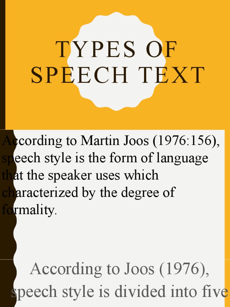 Types of Speech Text | PDF