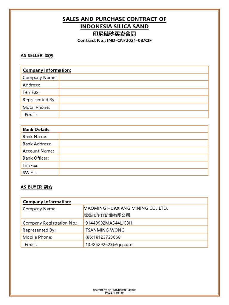 印尼硅砂买卖合同 Indonesia Silica Sand Contract | PDF | Business | Private Law
