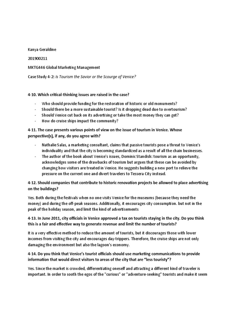 MKTG446 Case 4-2 | Download Free PDF | Tourism | Venice
