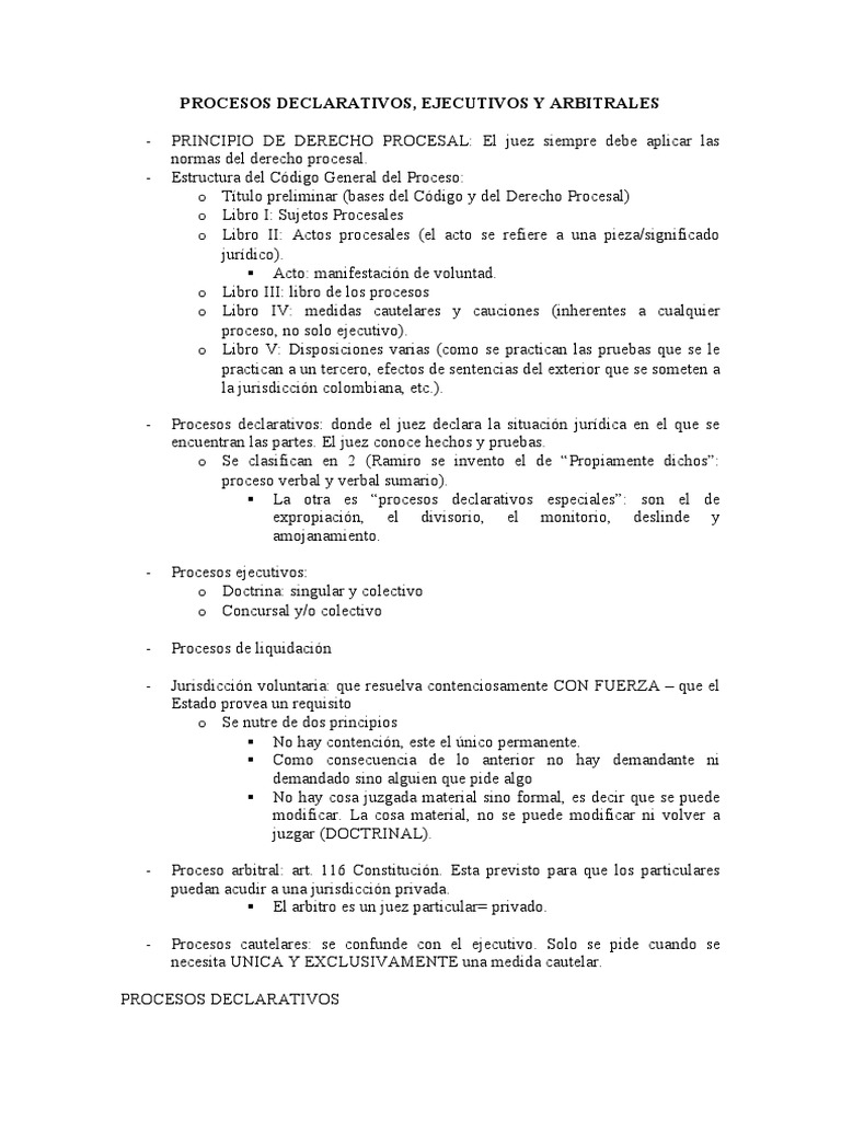 Procesos Declarativos | PDF | Ley procesal | Mandato