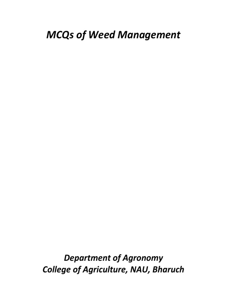 MCQ Weed Management | PDF | Herbicide | Genetically Modified Crops