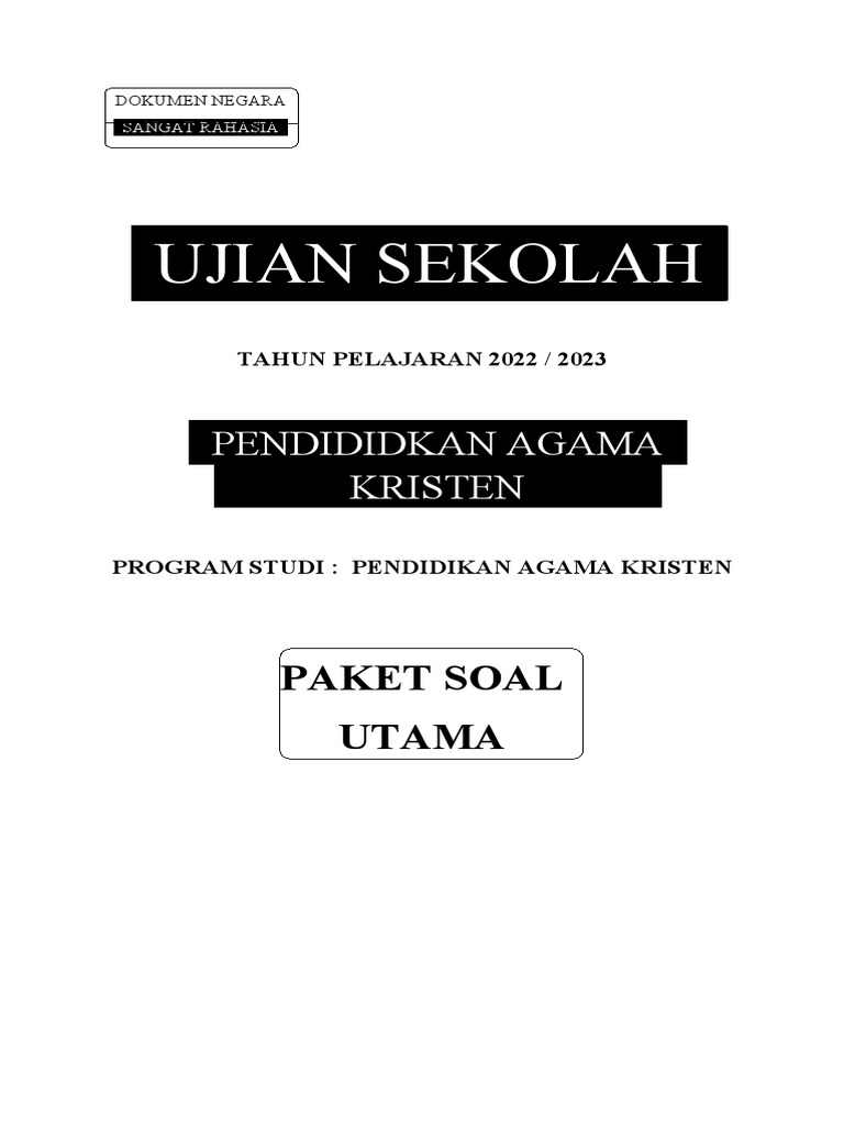 SOAL UJIAN PAK SD TAHUN 2023 | PDF