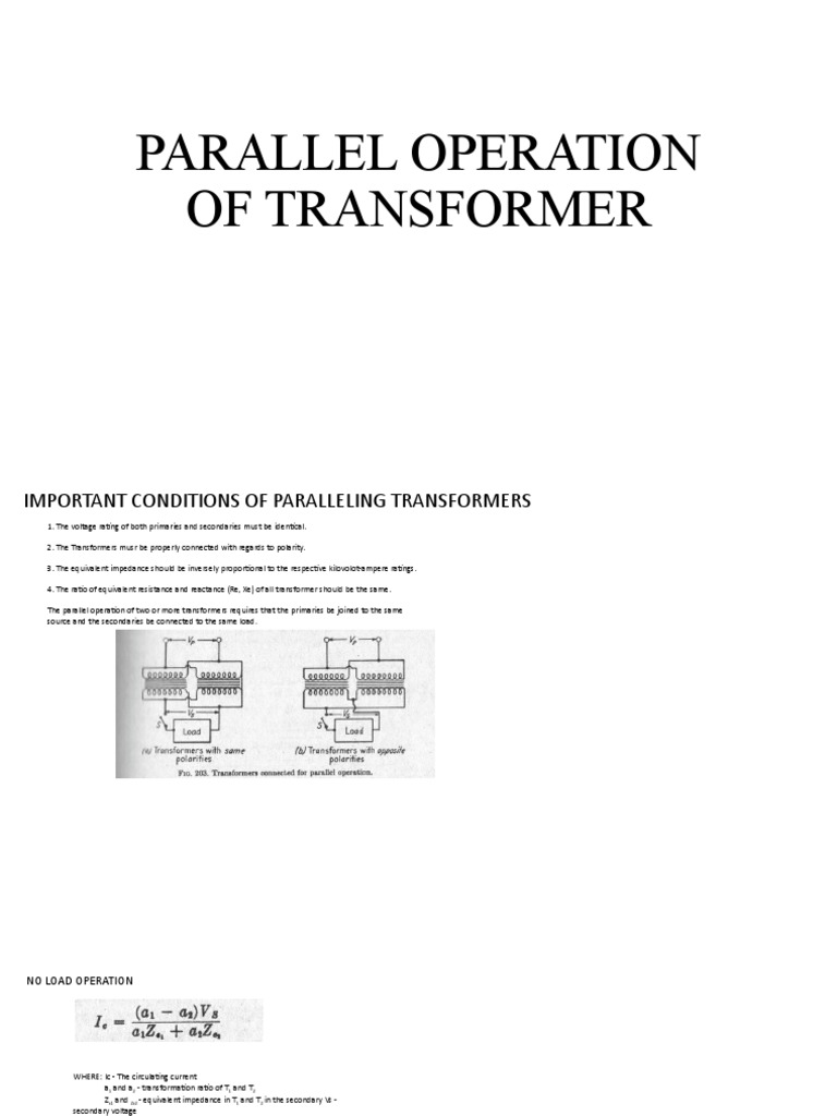 Parallel Operation of Transformer | PDF | Science & Mathematics ...