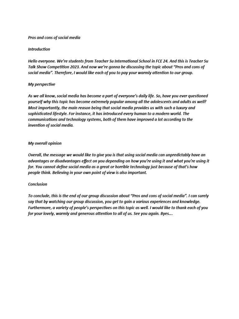 Pros and cons of social media.docx | PDF