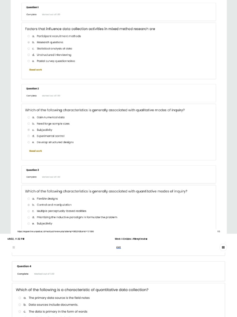 Week 4 Quizzes - Attempt Review | PDF